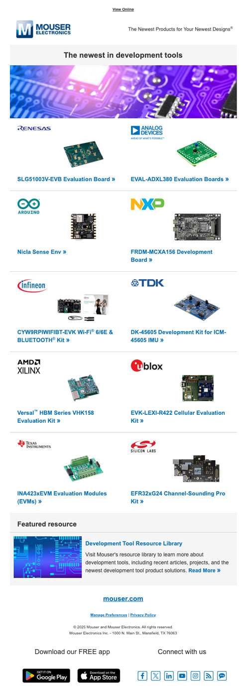 Mouser Electronics Email Newsletter